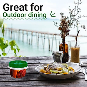 [Green - 12 Pk] Airtight Deli Containers with Lids Twist Lock Top Clear Food Storage for Meal Prep Snacks and Leftovers Freezer and Microwave Safe Stackable Leak-Resistant 12 Pc Set (4 Ounce)