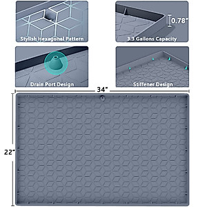 Under Sink Mat Waterproof for Kitchen,Under Sink Liner,34" x 22" Silicone Cabinet Liner with Drain Hole,Kitchen Bathroom Cabinet Mat and Protector for Drips Leaks Spills