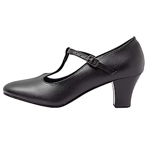 ARCLIBER Black Character Shoes for Women PU Leather T Strap 2.3" Dance Heels for Ballroom Salsa Tango-9
