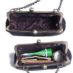 Lanpet Women Classical Kiss Lock Clutch with Chain Strap Shoulder Bag Purse Wallet