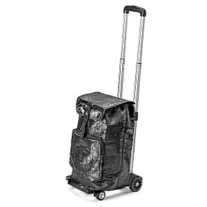 DricRoda Folding Hand Truck, 155lb Heavy Duty 4 Wheels Portable Luggage Cart, Lightweight Aluminum Foldable Carry-on Hand Trucks Dolly for Boxes and Parcels Moving, House or Office, Workshop Use