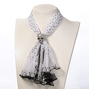 Szxc Women's Skull Stretch Ring Fit Finger Size 7 to 9, Elastic Band Ring, Moving Jaw, Silk Scarf Holder, Women Biker Jewelry