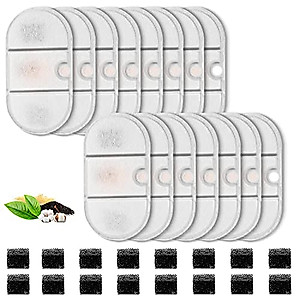 32 Packs Cat Water Fountain Filters, 16 Pack Cat Fountain Filter Replacement and 16 Pack Sponge Filter for 71oz/2.1L PLWF002 Capsule Cat Water Fountain