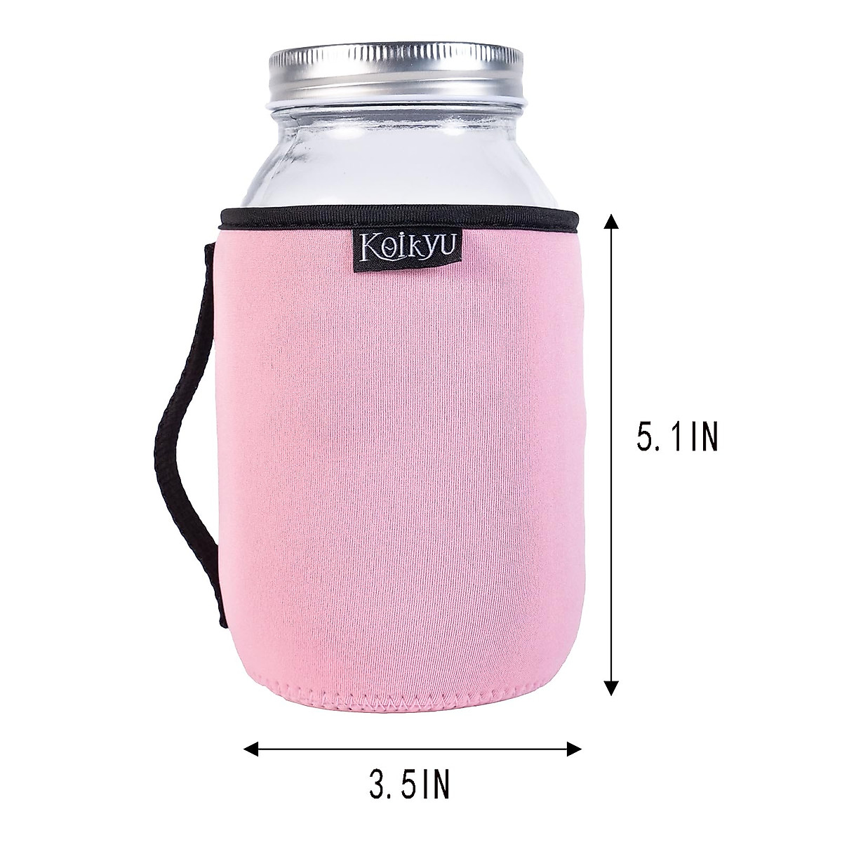 Koikyu 32oz Mason Jars Sleeves Neoprene 32oz Regular and Wide Mouth Mason Jar Sleeves Holder with Handle (4 colors)