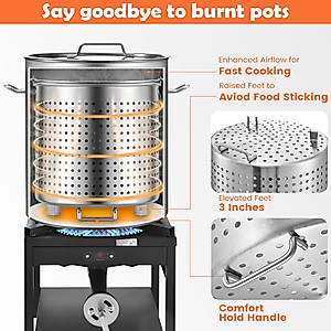 ARC 64-Quart Stainless Steel Seafood Boil Pot with Basket and Two Brown Paper, Crawfish, Crab, Lobster, Shrimp Boil Stock Pot with Strainer, Turkey Fryer Pot, 16 Gallon