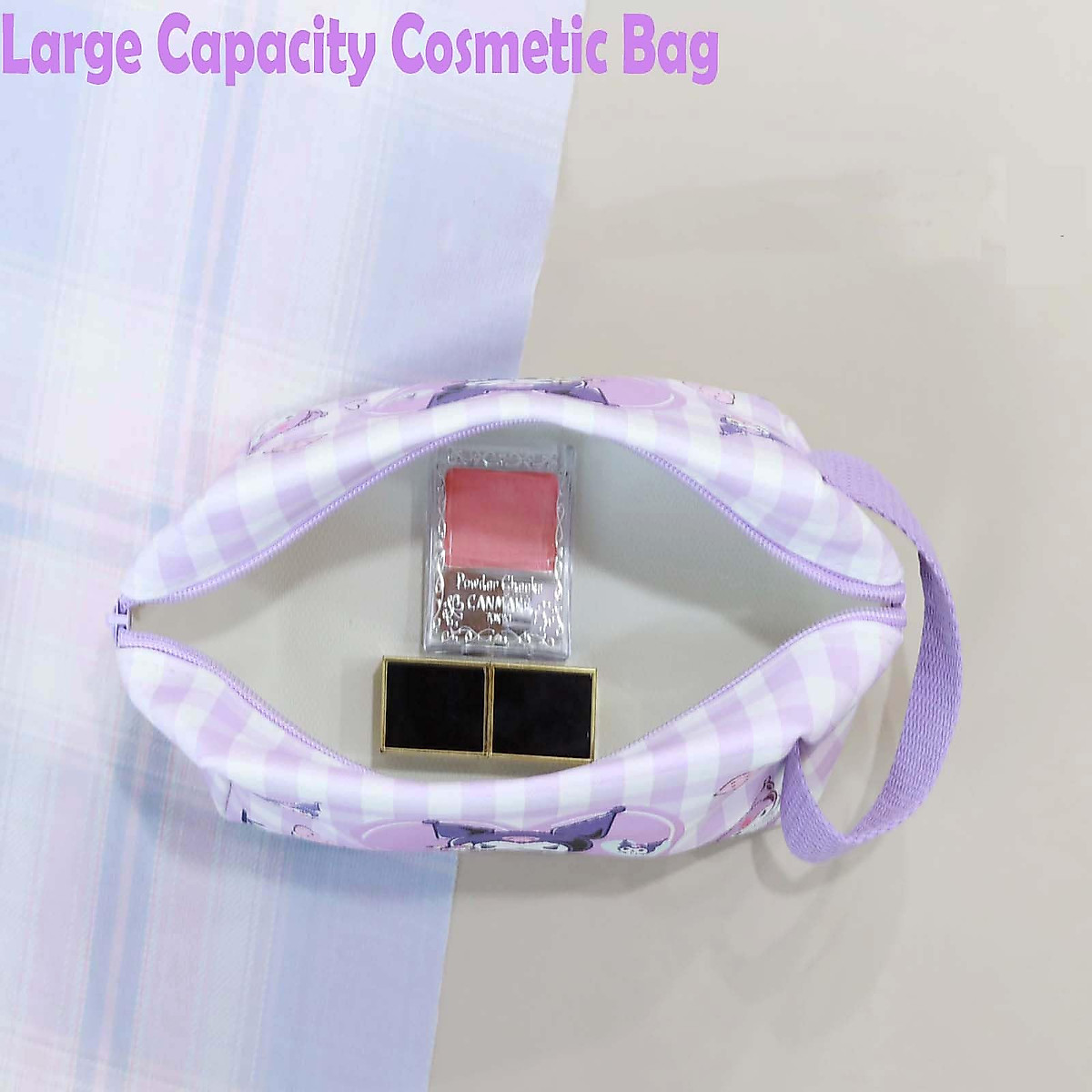 XFXATRJ Kawaii Cartoon Travel Cosmetic Bag, Waterproof Large Capacity Cosmetic Pouch, Cute Anime Makeup Bag with Zipper, Foldable Storage Bags Makeup Pouch for Women Girl