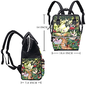 LORVIES Fairies and Mushrooms Diaper Bag Backpack, Large Capacity Muti-Function Travel Backpack