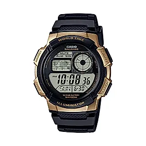 Casio Men's '10 Year Battery' Quartz Stainless Steel and Resin Watch, Color:Black (Model: AE-1000W-1A3VCF)