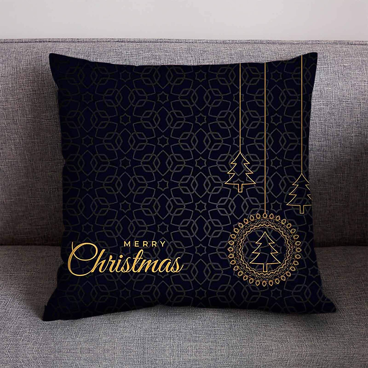 Akabsh Throw Pillow Cover,Throw Pillow Cover for Bed Sofa Chair Cushion Cases, Decorative Cushion Cover for Sofa Bedroom Living Room 17.8" x 18" Christmas Cotton Linen Throw Pillow Case