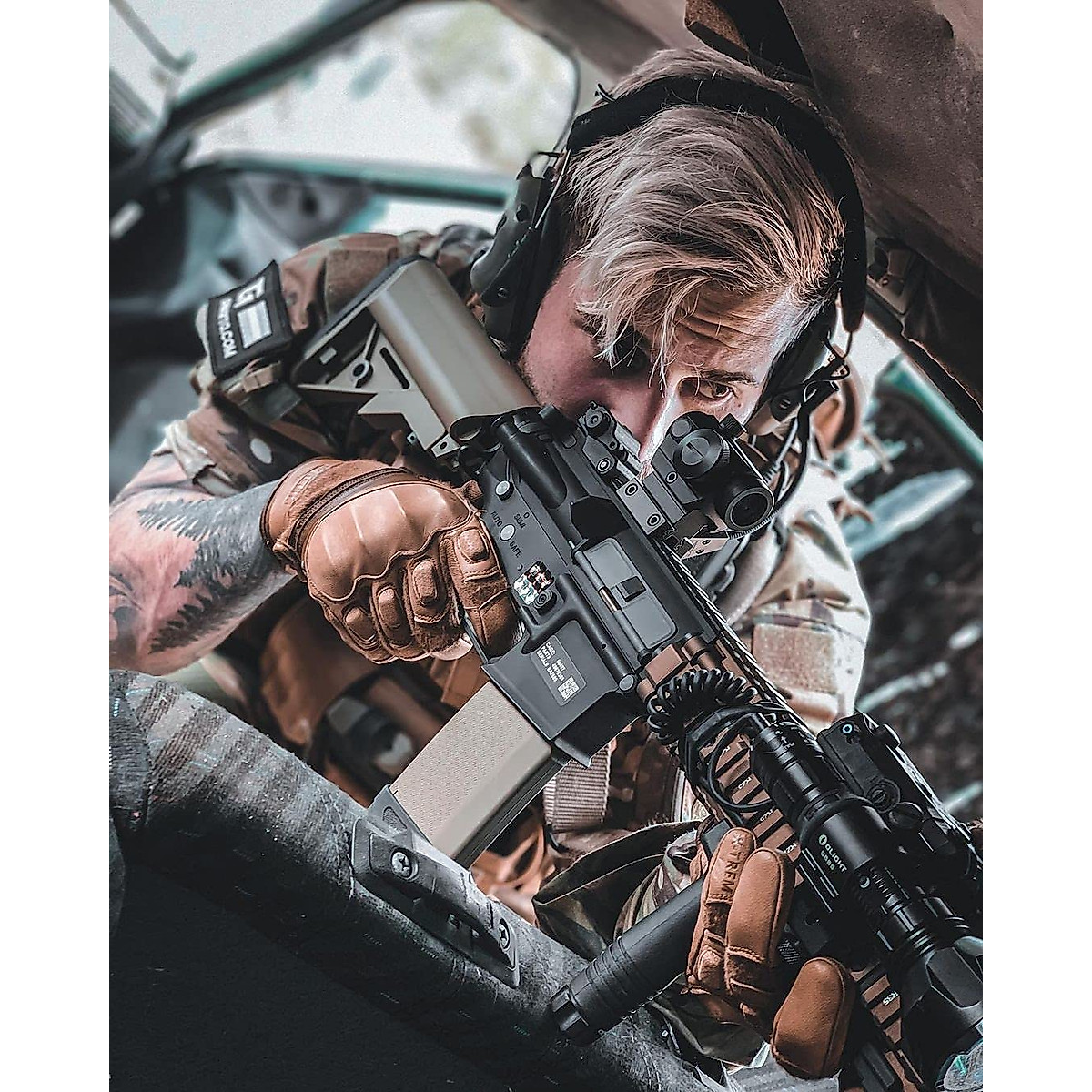 OPSMEN Electronic Shooting Earmuffs Ear Muffs Safety Tactical Sound Amplification Noise Canceling Hearing Protection 22 NRR M31-V2 Desert