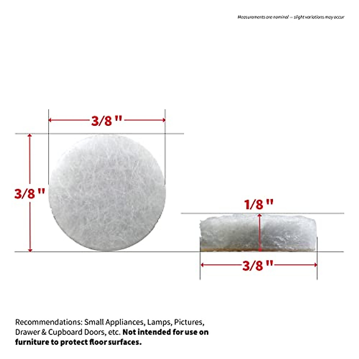 Shepherd Hardware 9957 3/8-Inch Self-Adhesive Felt Furniture Pads, 75-Pack, White