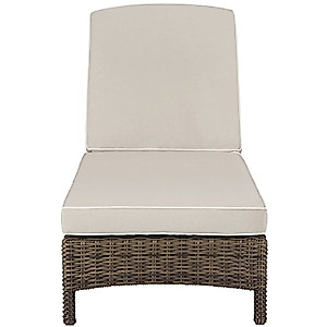 Crosley Furniture KO70070WB-SA Bradenton Outdoor Wicker Chaise Lounge with Sand Cushions