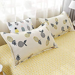 Feelyou Yellow Pineapple Duvet Cover Sets King Size, Cute Tropical Fruit Decor Bedding Set, Ultra Soft Microfiber Comforter Cover with 2 Pillow Shams, Lightweight 3 Pcs Home Bedding Collection,Zipper