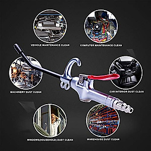 High Volume Air Blow Gun Alluminum Rubber Guard Air Flow Nozzle,Industrial Household Air Blower Gun,Pneumatic Air Compressor Accessories Dust Cleaning Tool