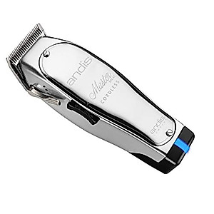Andis 12470 Professional Master Corded/Cordless Hair & Beard Trimmer, Adjustable Carbon Steel Blade Hair Clipper for Close Cutting, Chrome, Silver - 5 Piece Set