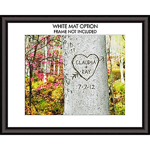 Woodland Carved Heart Tree Personalized Print