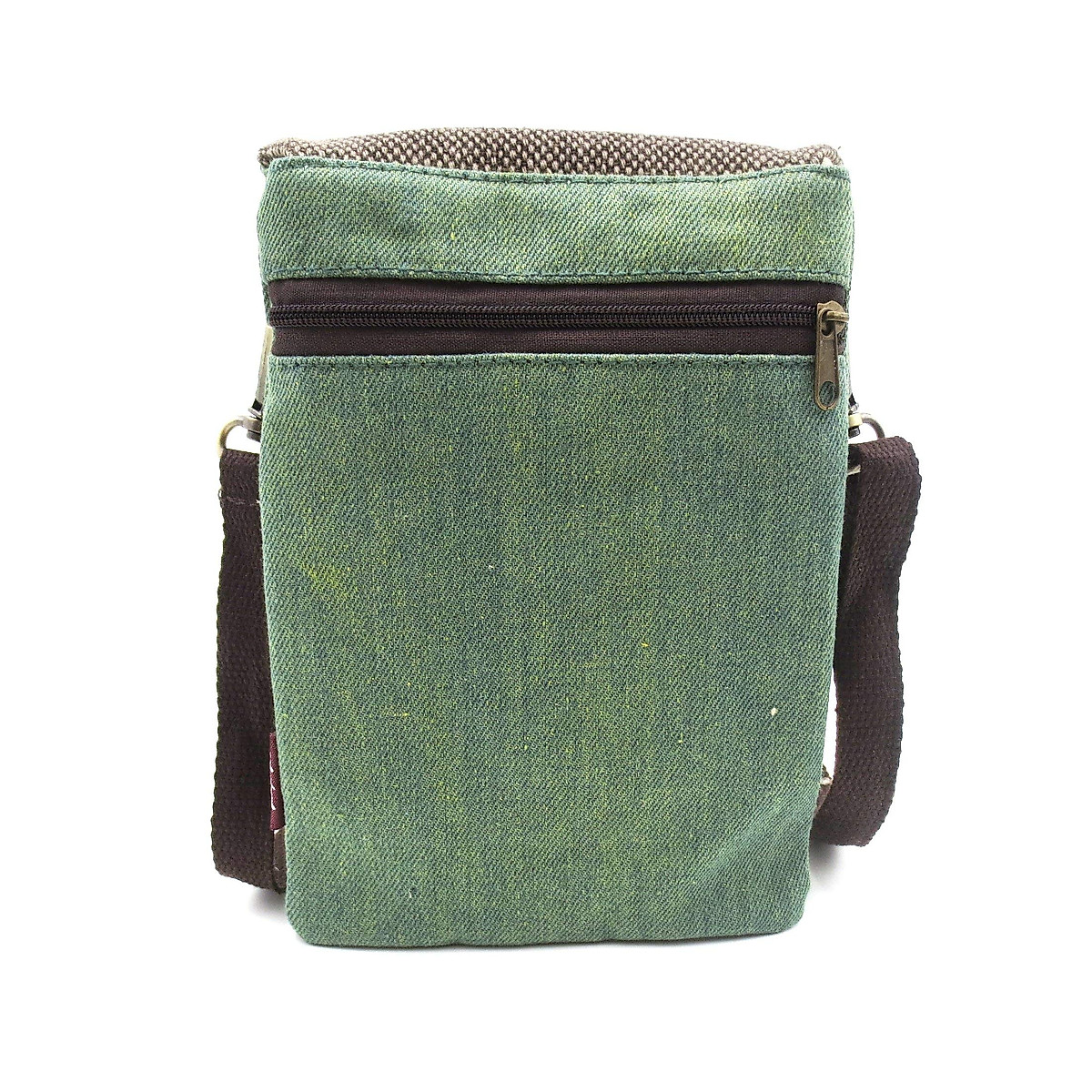 Cute Small Mini Double Pockets Crossbody Shoulder Messenger Bag Cell Phone Pouch Travel Purse Wallet Green
