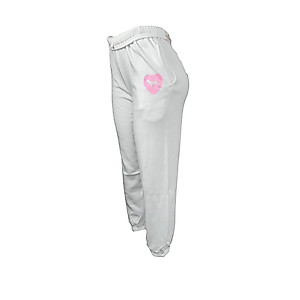 Victoria's Secret Pink Fleece Glitter Baggy Campus Sweatpants Color White New (as1, Alpha, x_l, Regular, Regular)