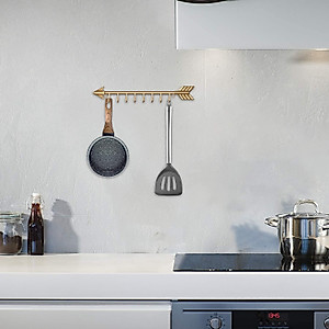 Urban Deco Wall Mounted Arrow Shaped Jewelry Organizer Key Holders– 7 Hooks Metal Necklace Hanging Holder for Girls and Women (Black)