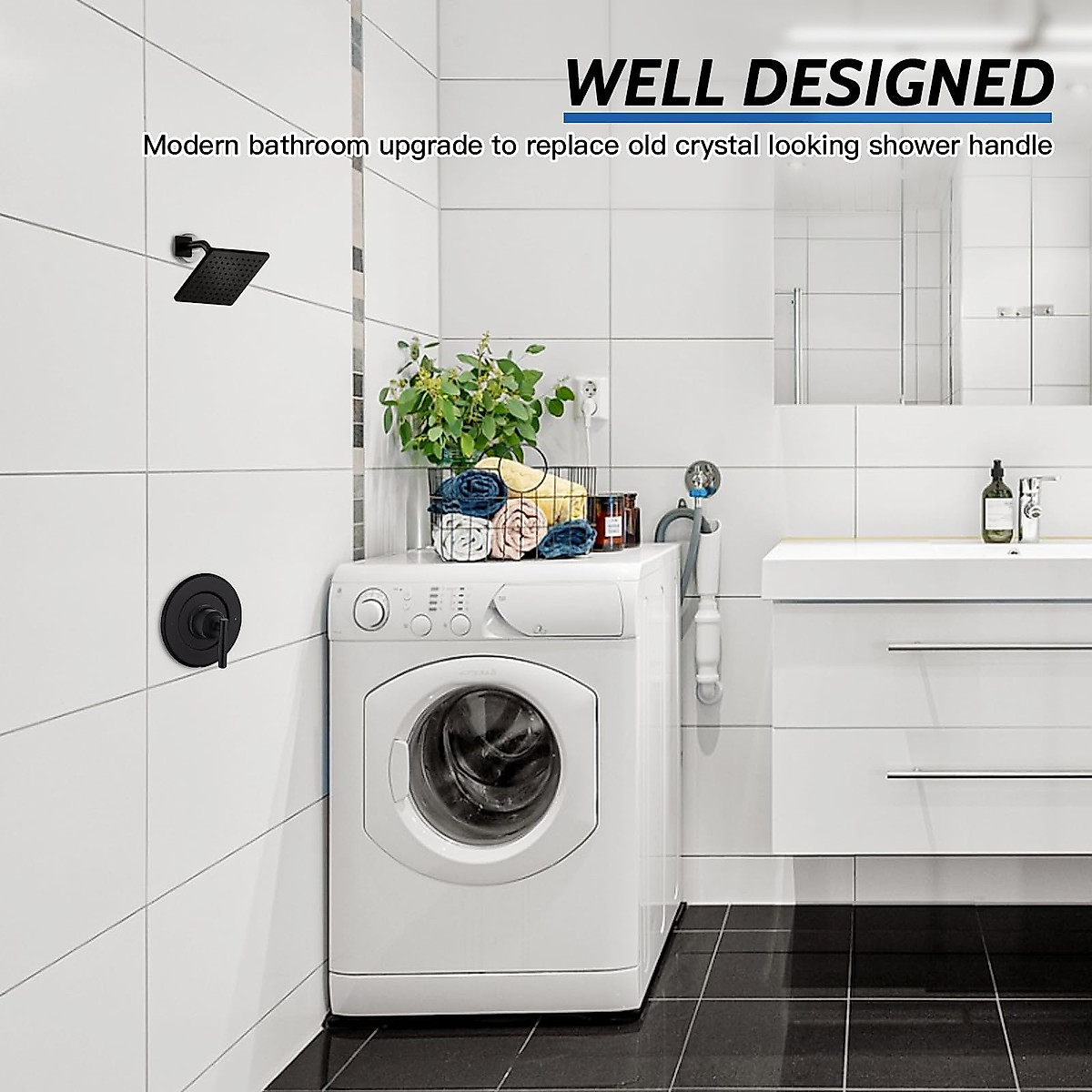 Compatible with Moen T2901BL Gibson Posi-Temp Valve Trim Kit Replacement, Matte Black Shower Trim Kit Shower Lever Handle (#2510 Valve Required)