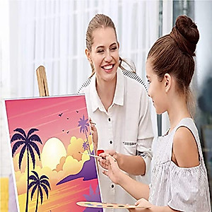 weharnc 4 Pack Paint by Number for Adults Landscape-Paint by Numbers for Adults Beginner,Seaside Sunset Scenery Paint by Number Perfect for Gift Home Wall Decor(8x8inch)