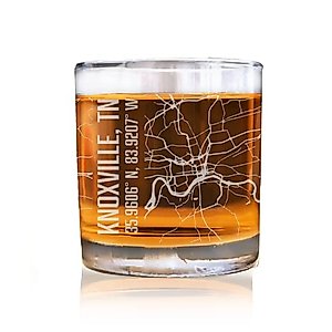 American Sign Letters Knoxville Tennessee City Map Whiskey Glass - Knoxville Map Glass, Tennessee Gift, Tennessee Glass