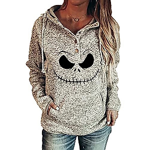 MORCHOY Womens Nightmare Before Christmas Sweatshirt With Pocket, Xmas Jack Skellington Hoodie Sweater Outfits for Women (D-Xmas-white, 3XL)
