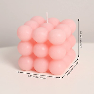 Pack of 2 Bubble Candles - Smokeless Cubed Soy Scented Candles, Aesthetic Home Decor Candles, Home Use and Gifting (White + Pink)