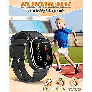 Waterproof Kids Smart Watch Boys Gifts for 3-12 Year Old Girls Kids Watches with 24 Puzzle Games HD Touchscreen Video Camera Music Player Pedometer Story Books Flashlight 13 Alarm Clock Learning Toys