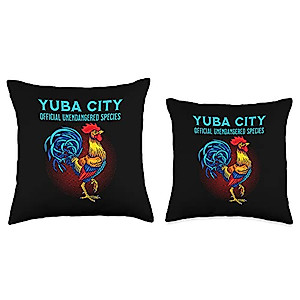 Yuba City California Chicken Clothing Yuba City California Official Unendangered Species Souvenir Throw Pillow, 18x18, Multicolor