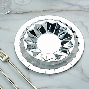 Balsa Circle 25 Silver Geometric Round 7 in Metallic Disposable Dinner Salad Paper Plates Party Events Home Tableware Decorations Supplies