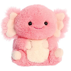 Aurora® Round Rolly Pet™ Ari Axolotl™ Stuffed Animal - Adorable Companions - On-The-Go Fun - Pink 5 Inches