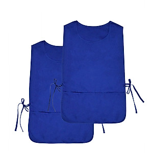 Nanxson Unisex Cobbler Apron with 2 Deep Pockets, 2 Pack Smock with Side Ties for work kitchen CF3137 (blue, One Size)