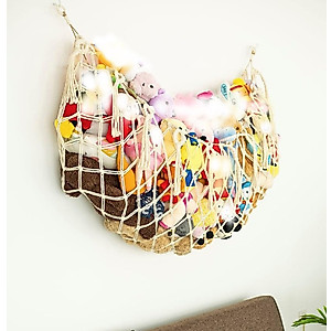 Joayuezo Toy Storage Hammock for Stuffed Animals Storage Hammock Plush Toy Storage Net for Corner Soft Toy Net Hammock for Kids Room (B)