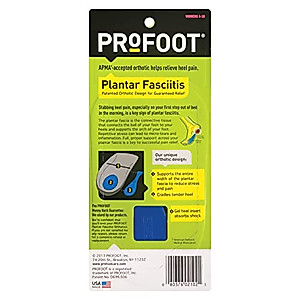 PROFOOT Orthotic Insoles for Plantar Fasciitis & Heel Pain, Women's 6-10, 1 Pair, Gel Heel Shock Absorbing Insoles to Help Reduce Pain & Stress, Foot Care Arch Support Inserts for Shoes