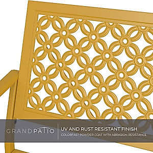 Grand patio Outdoor Bench, Garden Benches with Anti-Rust Metal Powder Coated Frame, Patio Bench for Front Porch Park Outside Furniture Decor, Sunflower Yellow