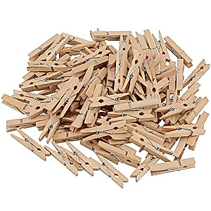 MANCHAP 200 Pack Natural Wooden Clothespins, Small Clothes Pins Wooden Clothes Pegs, Wood Clothing Pins Wooden Clips for Clothes, Photos, Crafts Display, 1.7 Inch Long
