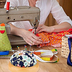 Rolybag Pin Cushion, Wooden Base Needle Pincushions Japanese Style Round Pin Cushion for Sewing Needle Holders or DIY Crafts