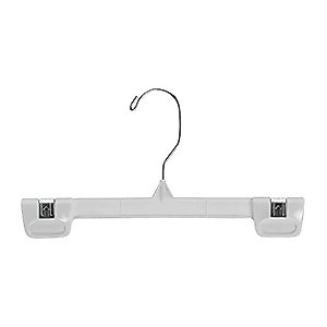 NAHANCO 1686-10 Plastic Skirt/Slack Hangers, Snap Grip with Swivel Hook, 10", Ivory (Pack of 200)