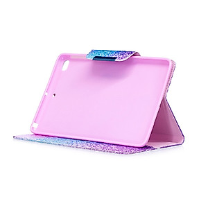 MonsDirect Case for iPad Mini 1 2 3 4 Mini 5, Leather Smart Kickstand Case Flip Wallet Protective Case Compatible with iPad Mini 1 2 3 4 Mini 5 2019, Rainbow Sand