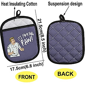 WZMPA Funny Cooking TV Show Pot Holders TV Show Fans Gift TV Show Oven Mitts It's Raw Kitchen Oven Glove BBQ Gloves for Friend Family (It's Raw Holder)