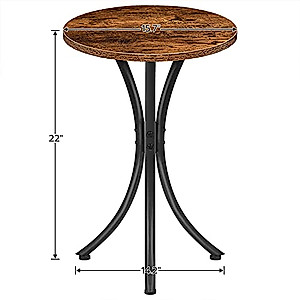 HOOBRO Side Tables, Set of 2 Round End Table, Industrial Sofa Couch Table, X Base Home Decor Accent Table for Small Space in Living Room, Bedroom and Balcony, Stable Metal Frame, Rustic Brown BF06BZ01