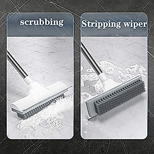 Yique 49 Inch Floor Scrub Brush with Long Handle, Shower Cleaning Brush, Large Deck Brushes for Scrubbing - Cleans Hot Tub, Swimming Pool, Bathroom, Patio, Kitchen, Wall, Deck, Boat, Tile and Concrete