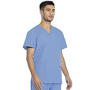 Dickies Men & Women Top and Pant Scrubs Set Plus Size DKP520C, 3XL, Ciel