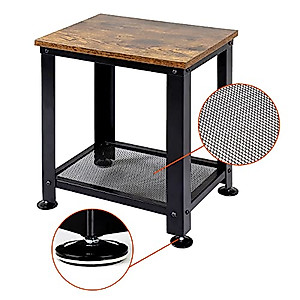GIOTORENT Small End Table, Industrial Side Table with Durable Steel Frame, Slim Night Tables with Storage Shelves for Small Space in Living Room, Bedroom and Balcony, Rustic Brown and Black (Black)