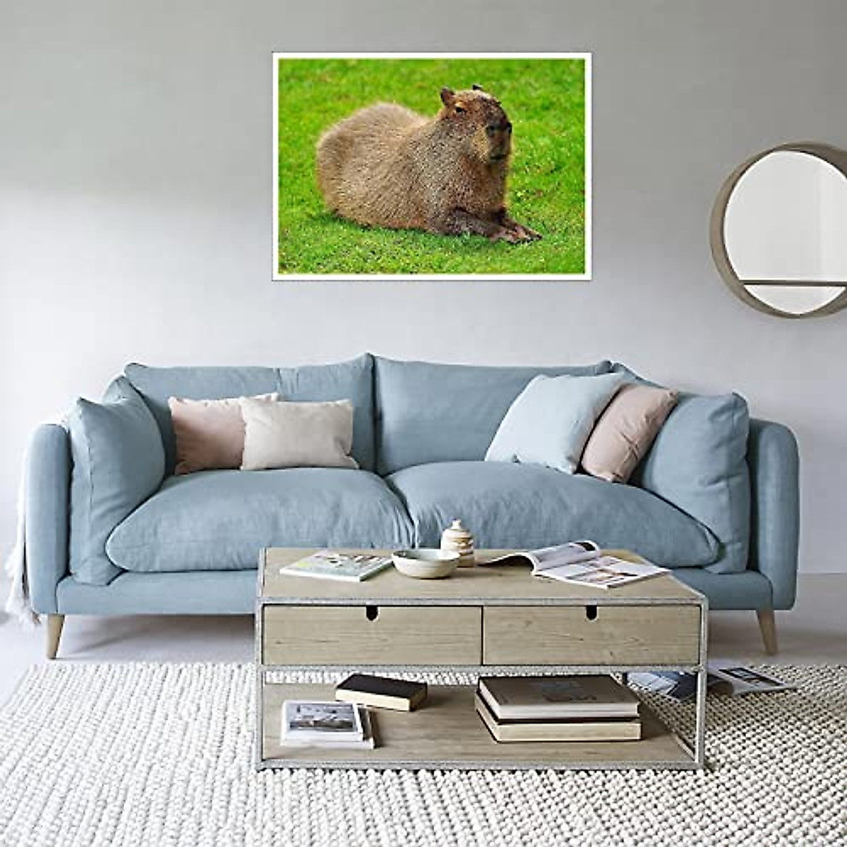 Ddfghei Capybara In The Grass Cute Animal Poster Print Art Picture 9231 Canvas Prints Poster Wall Art For Home Office Decorations Unframed 18"x12"