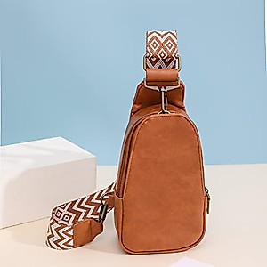 Mzjeaziany Sling Bag for Women Chest Bag Small Crossbody Bag PU Leather Satchel Daypack Shoulder Backpack for Traveling Hiking