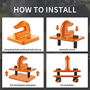 Carforu 3/8" Tractor Bucket Grab Hook, 2 Pack Carbon Steel Bolt on Hooks for Tractor Bucket, Heavy Duty Tow Hook fit for Tractor Bucket, RV, UTV, Truck, Max 15,000 lbs, Orange