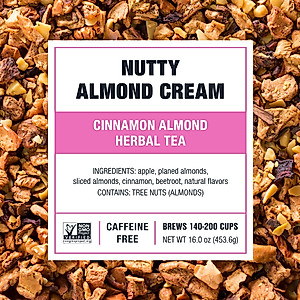Tiesta Tea - Nutty Almond Cream | Cinnamon Almond Herbal Tea |Premium Loose Leaf Tea Blend |Non-Caffeinated Fruit Tea | Make Hot or Iced Tea & Brews Up to 200 Cups - 16 Ounce Resealable Bulk Pouch