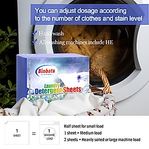 Binbata Laundry Detergent Sheets, 200 Loads Fresh Linen Scent Hypoallergenic Eco-Friendly Laundry Sheets, Biodegradable Plastic Free Liquidless Laundry Sheets Detergent Suitable for Sensitive Skin